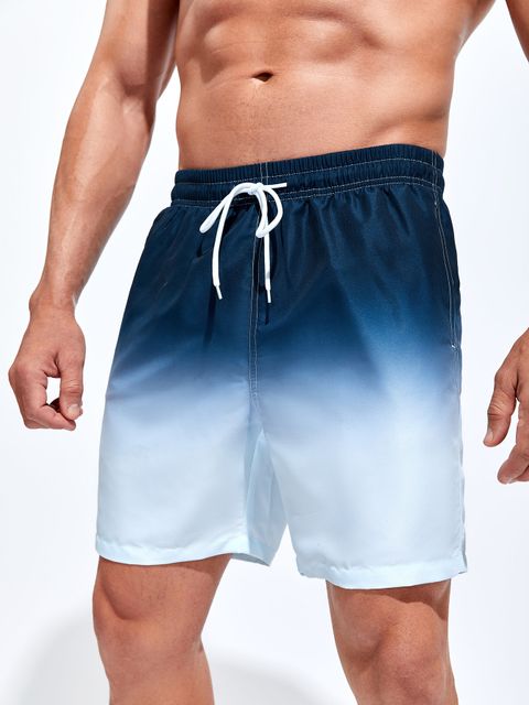 Men Ombre Drawstring Waist Swim Trunks Lynks Shop